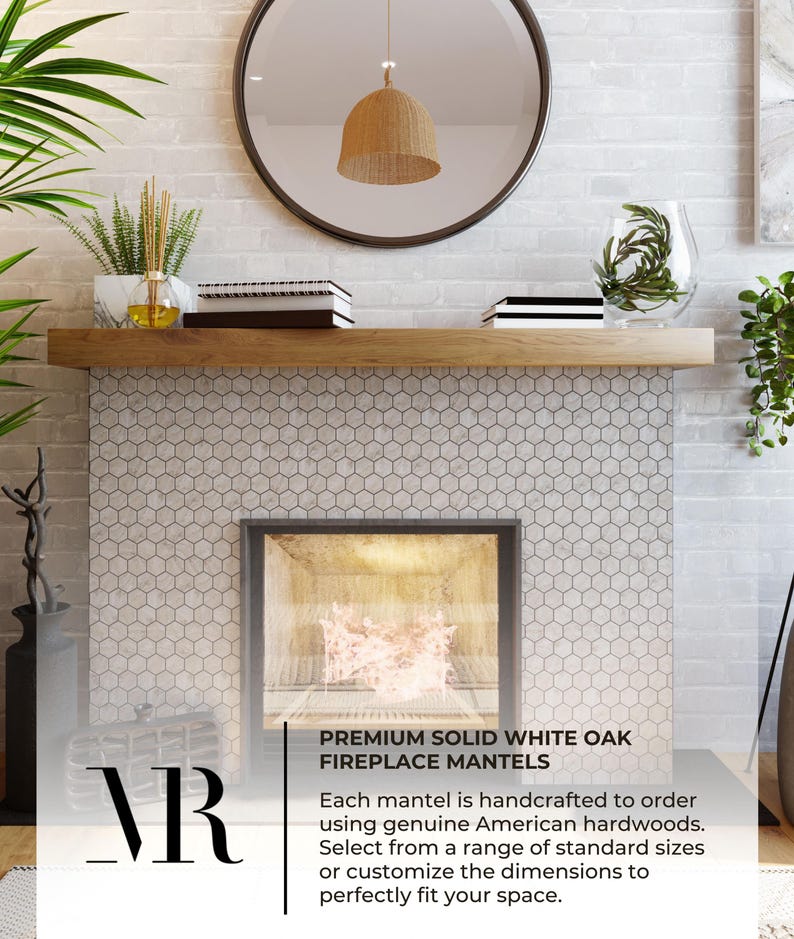 Custom Rustic White Oak Box Beam Mantel, Wood Beam Shelf, Handcrafted ...