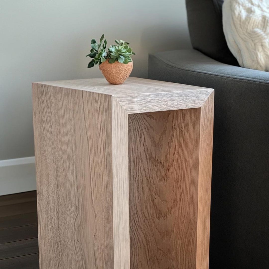 Handcrafted White Oak Waterfall End Table, Solid Wood Nightstand - Etsy