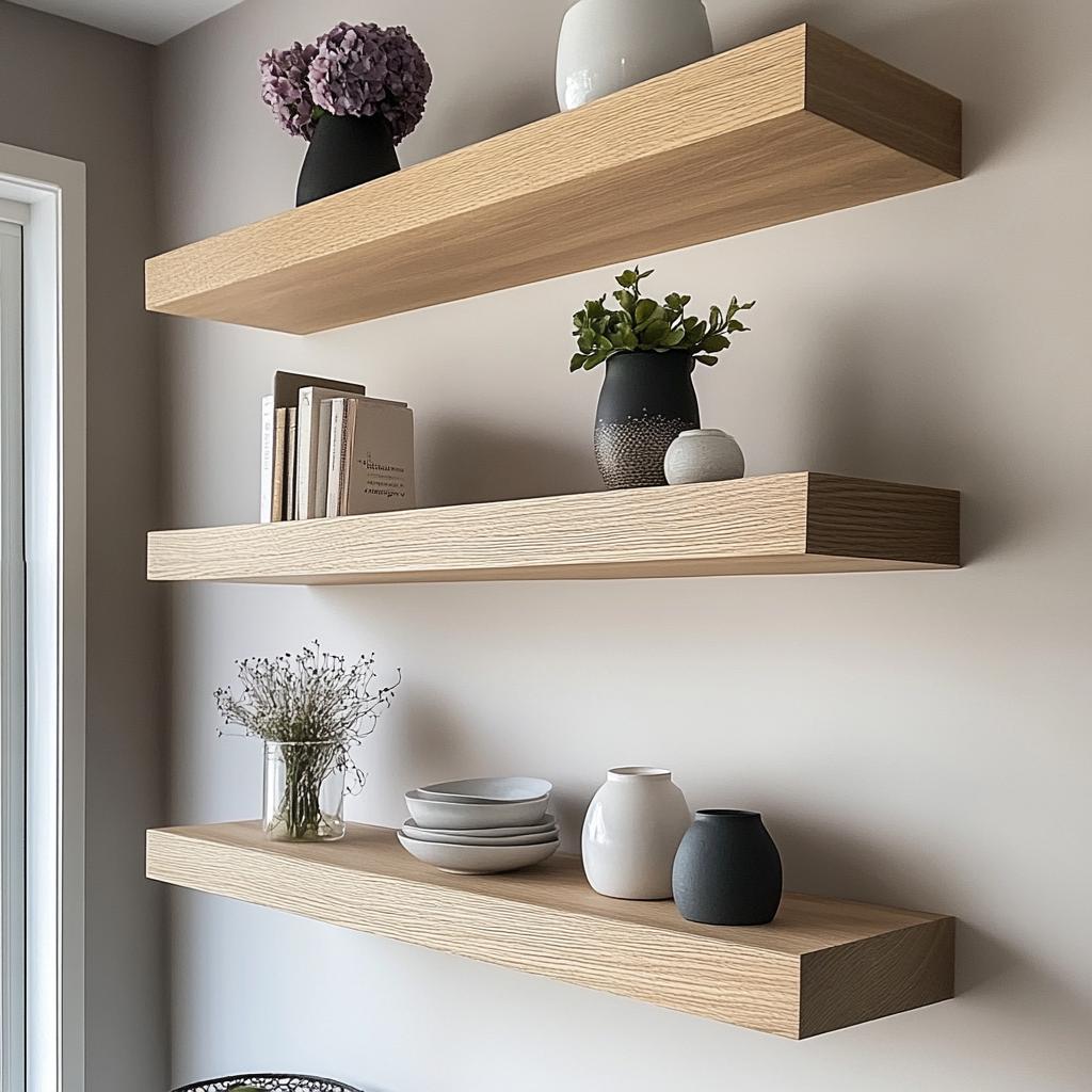 Solid White Oak Floating Shelf, Modern, Oak Wood Shelf, Floating Shelf ...