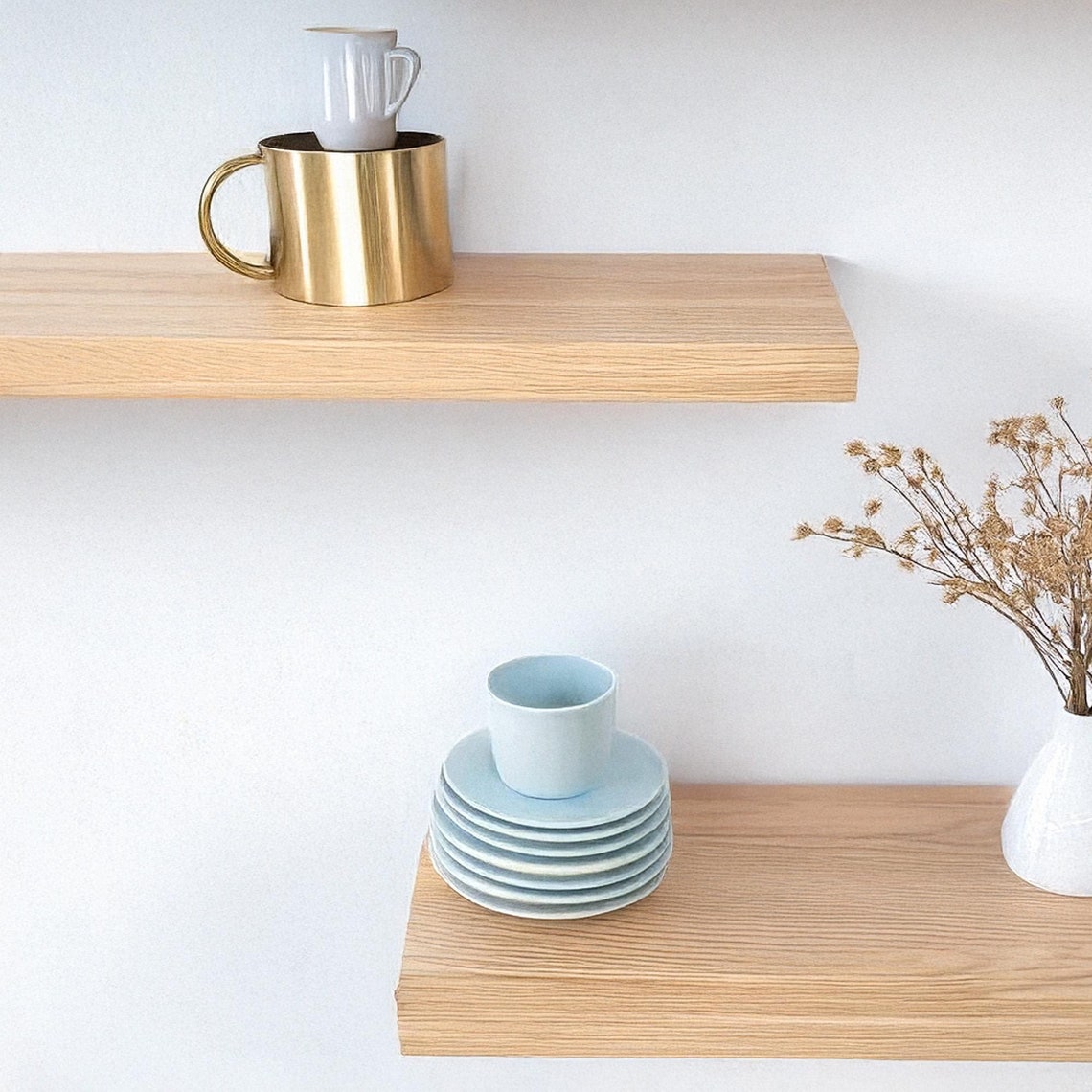 Solid White Oak Floating Shelf, Modern, Oak Wood Shelf, Floating Shelf ...