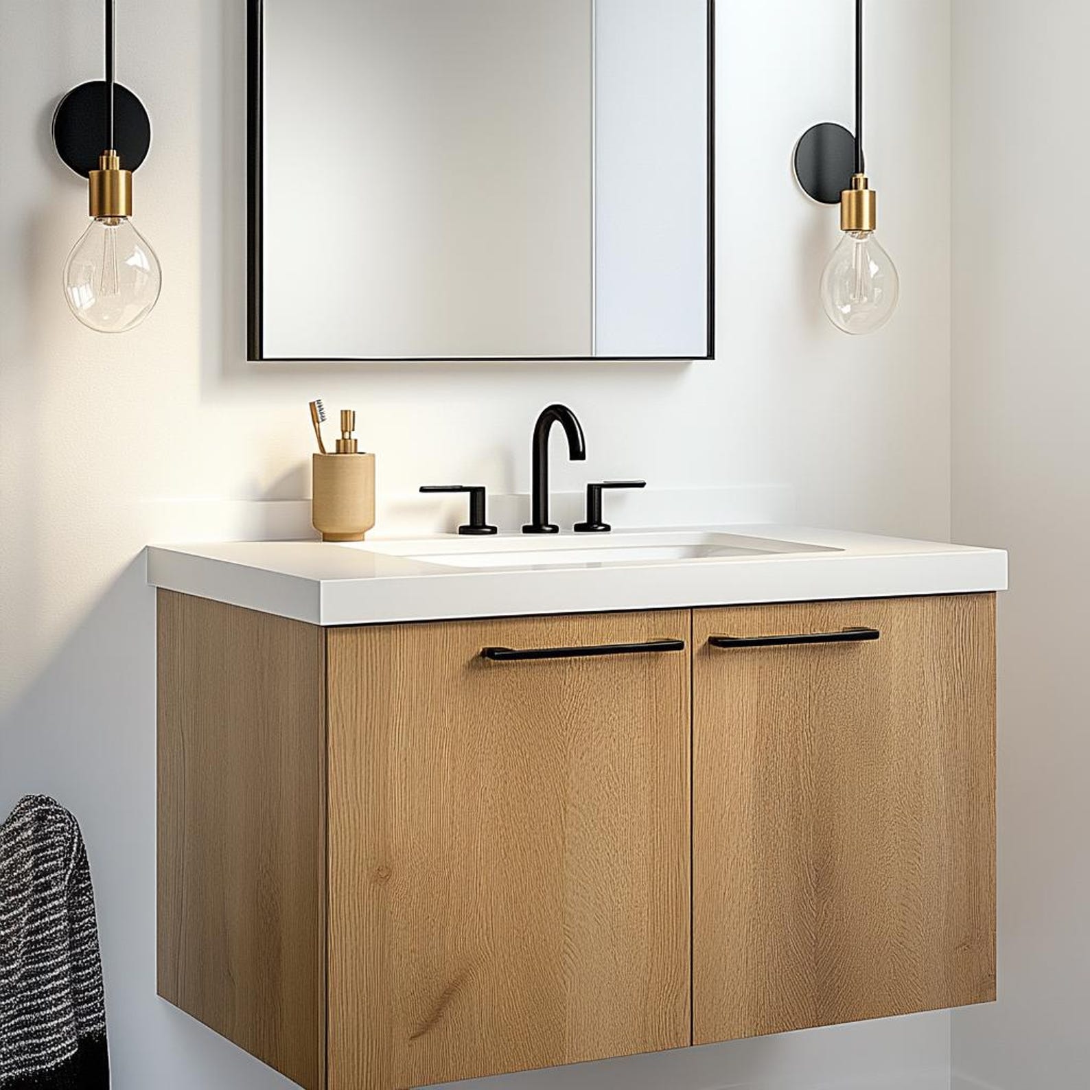 White Oak Floating Vanitynull