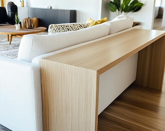 Custom Handmade Modern Solid Wood Waterfall Console Table - Etsy