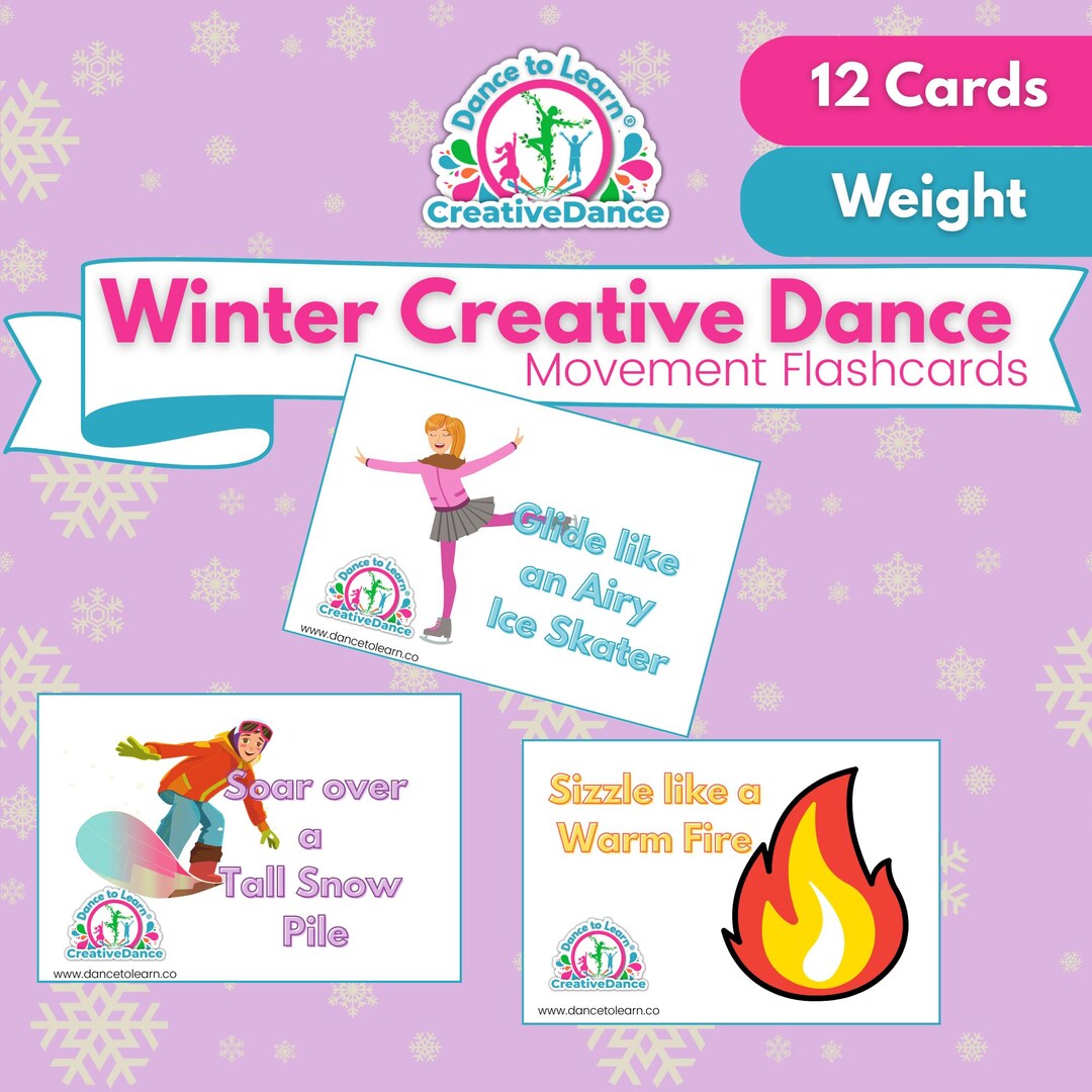 Winter Creative Dance Cards | Weight Concept (light & Heavy) for Ages 3 ...