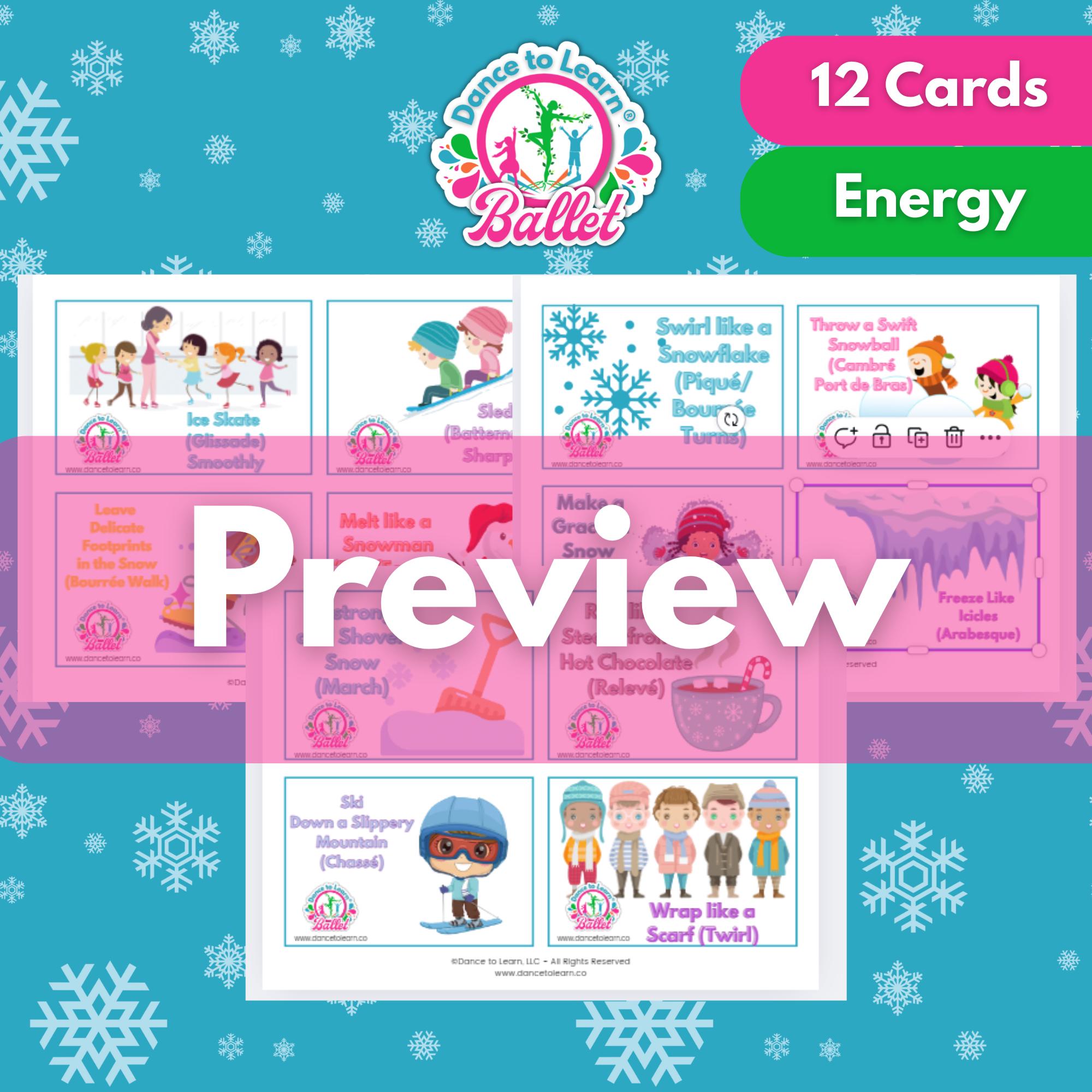 Winter Ballet Flashcards | Preschool Dance Printable Activity - Etsy