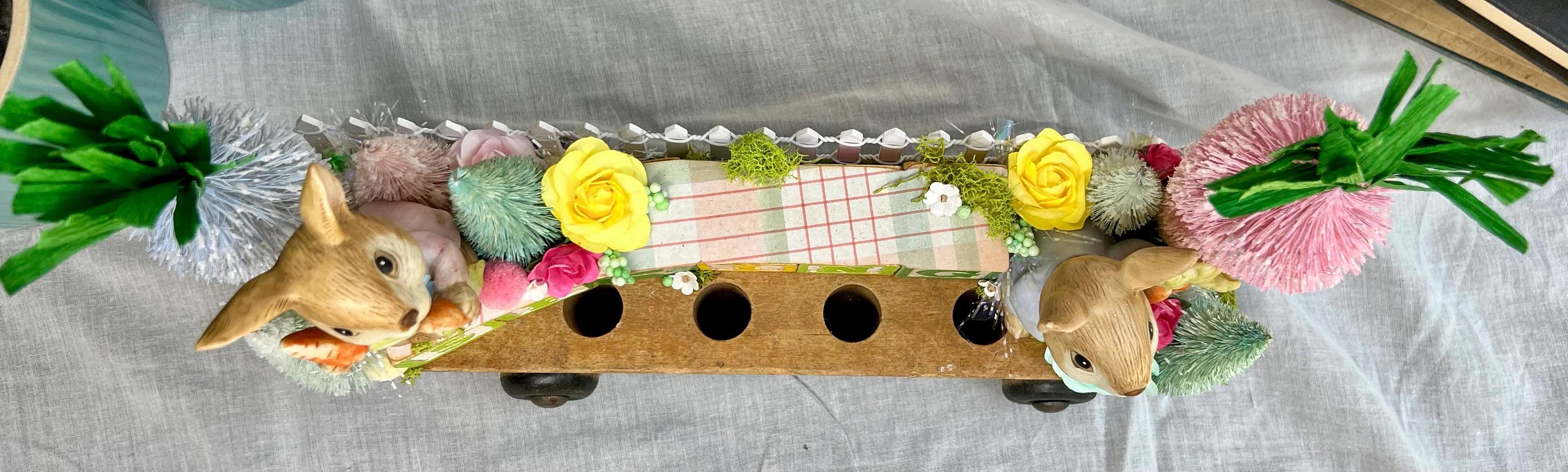 Vintage Spring Centerpiece. Alphabet Blocks Decorated With Porcelain ...