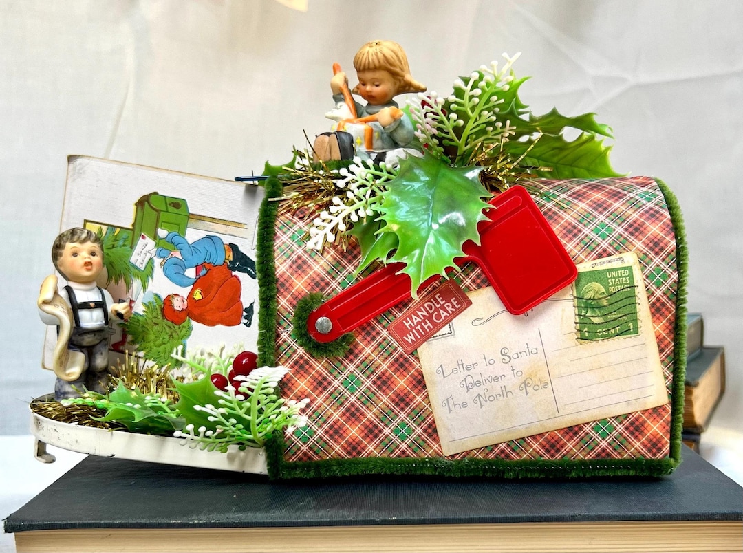 Vintage Metal Toy Mail Box Decorated With Hummel Children Waiting for ...