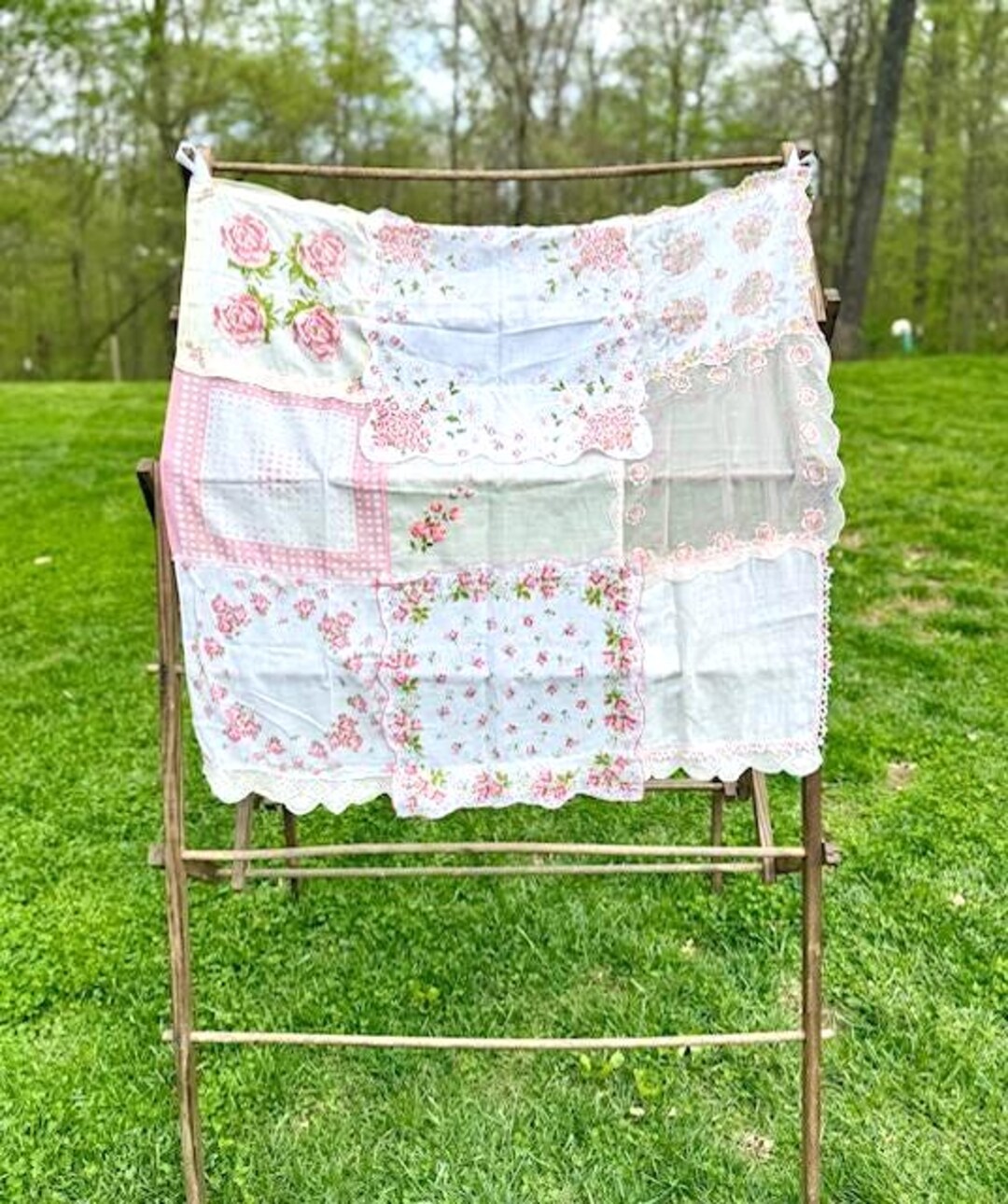 Vintage Handkerchief Window Panel Curtain Floral Yellow Pink Country - Etsy