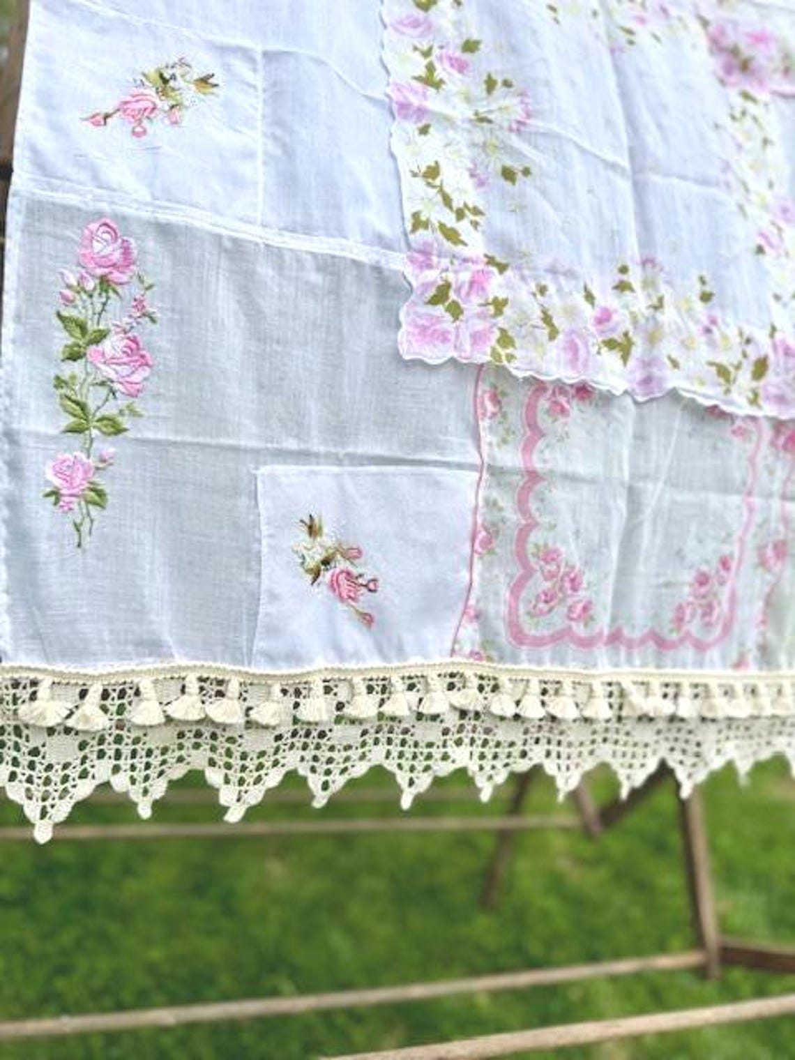 Vintage Handkerchief Window Panel Curtain Floral Country - Etsy