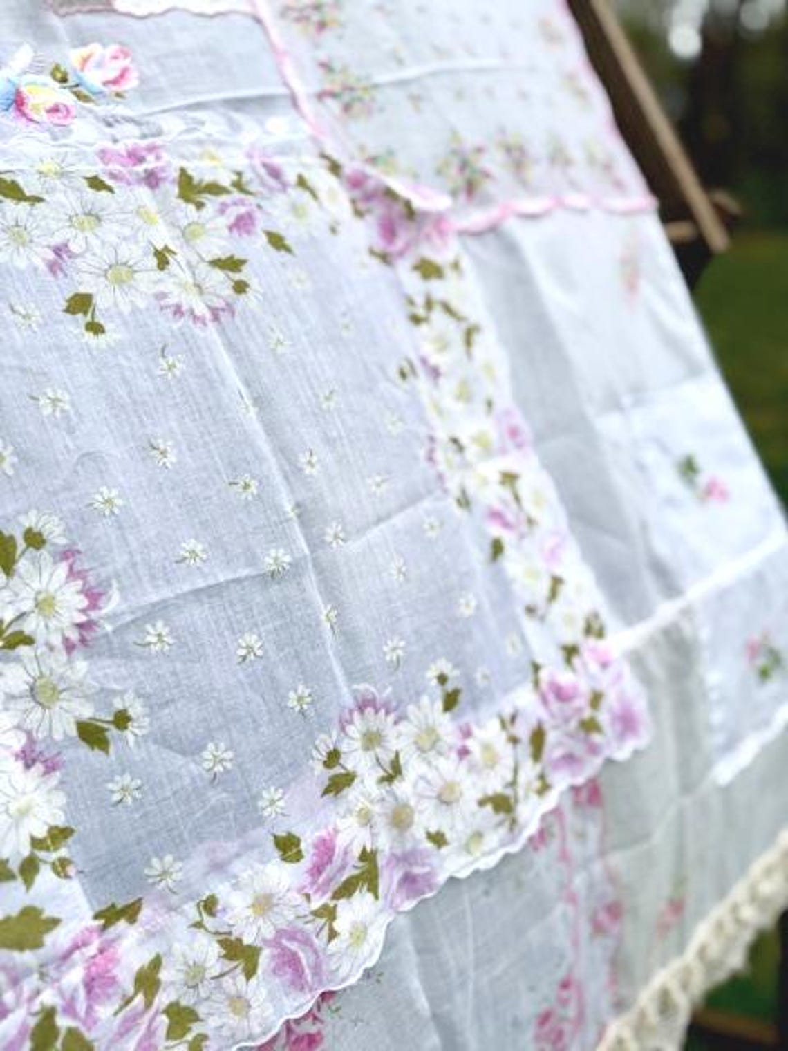 Vintage Handkerchief Window Panel Curtain Floral Country - Etsy