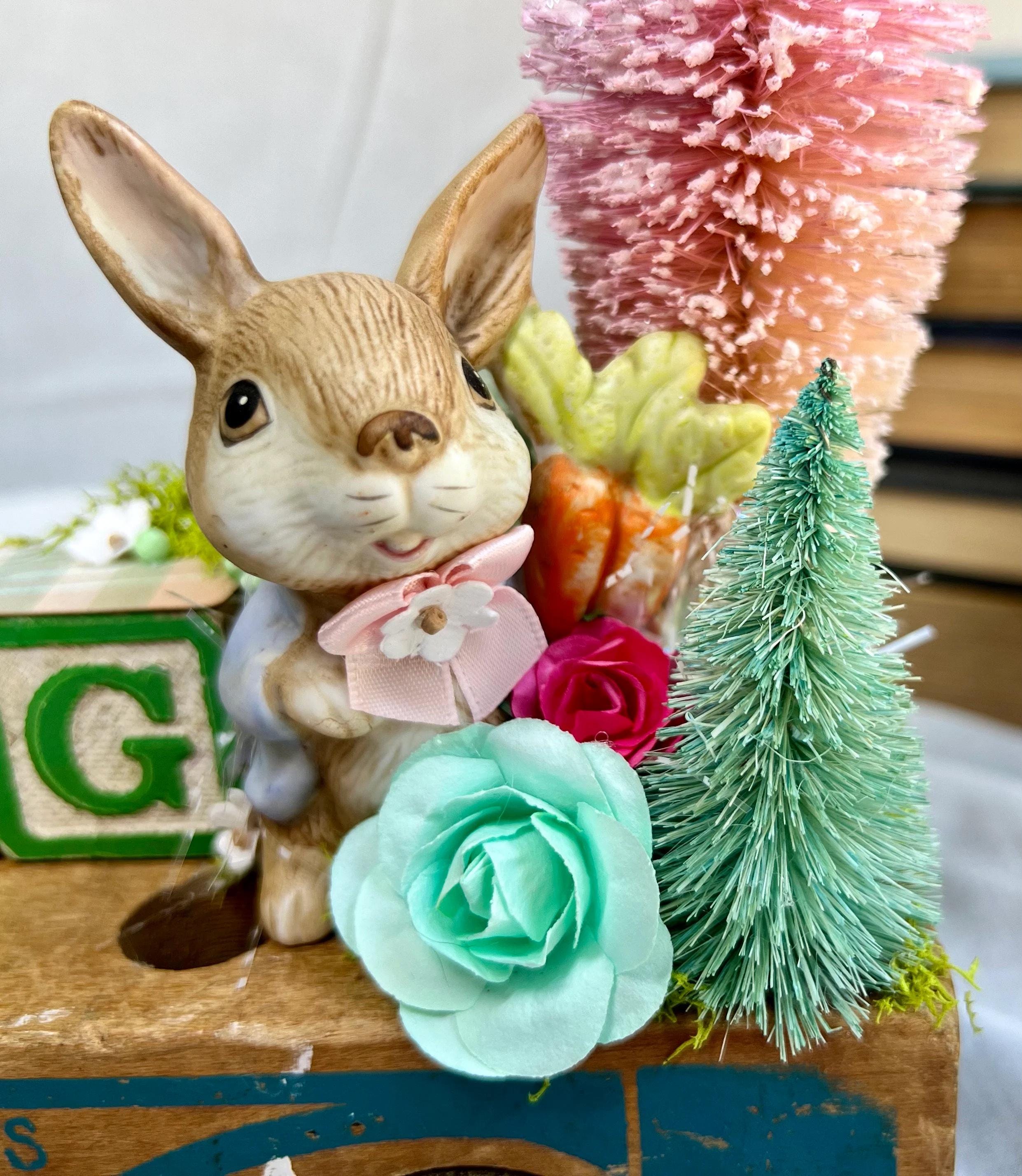 Vintage Spring Centerpiece. Alphabet Blocks Decorated With Porcelain ...