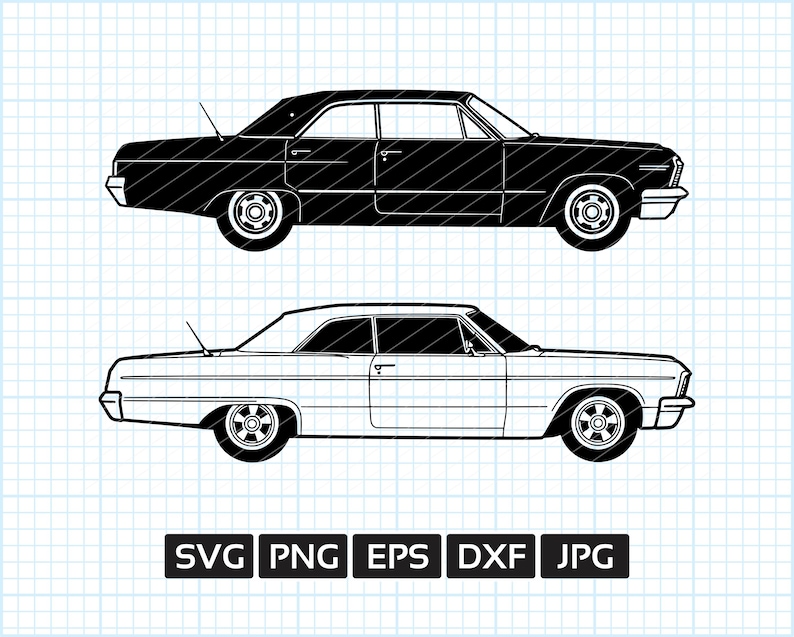 1964 Classic American Lowrider SVG | Vintage Impala Vector | Old Car ...