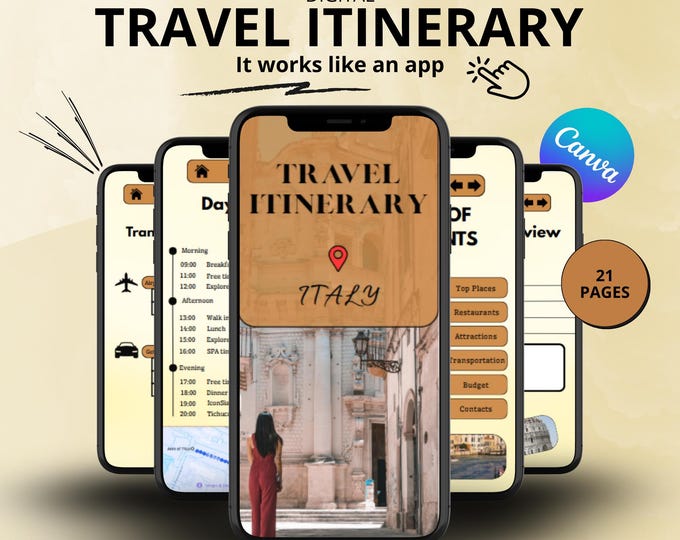 Italy Trip Planner Template – Editable Mobile Travel Itinerary PDF ...