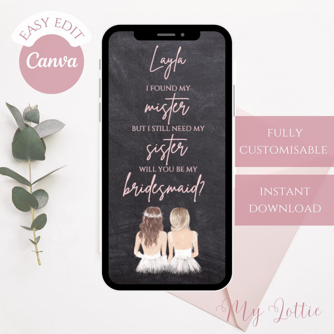 Bridesmaid Proposal Digital & Printable Card, Will You Be My Bridesmaid ...