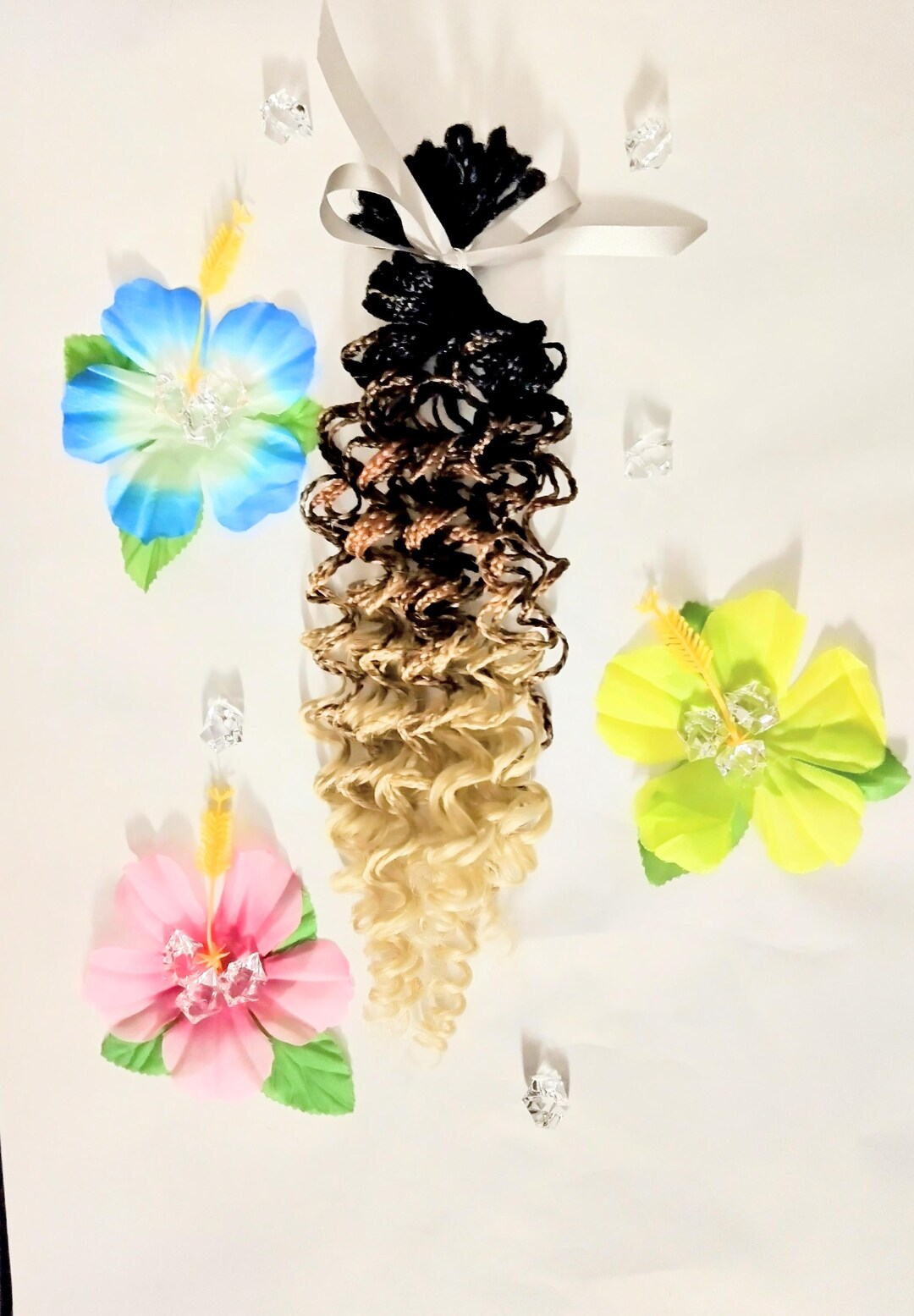 Ombre Black, Brown, Blonde Pre-looped Pinch Plait Crochet Hair (9 ...