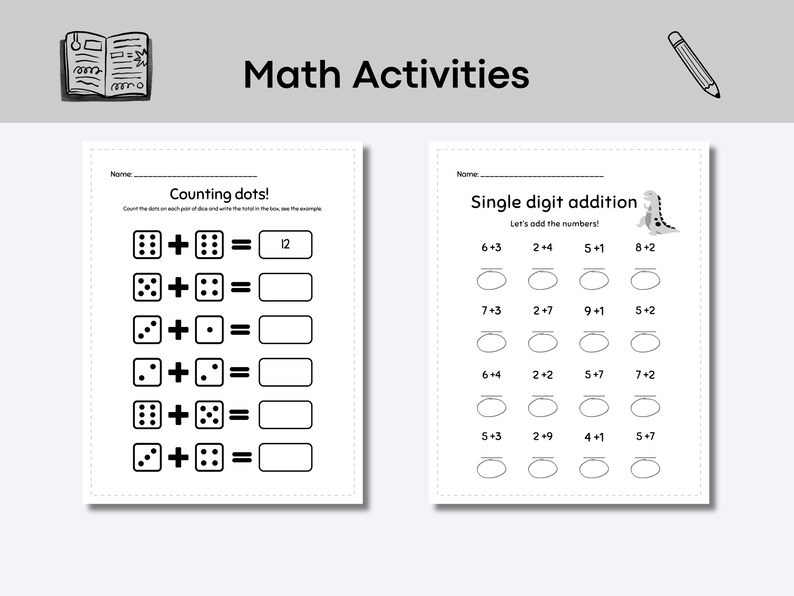 Kindergarten & 1st Grade Math Worksheet - Addition, Subtraction, Count ...