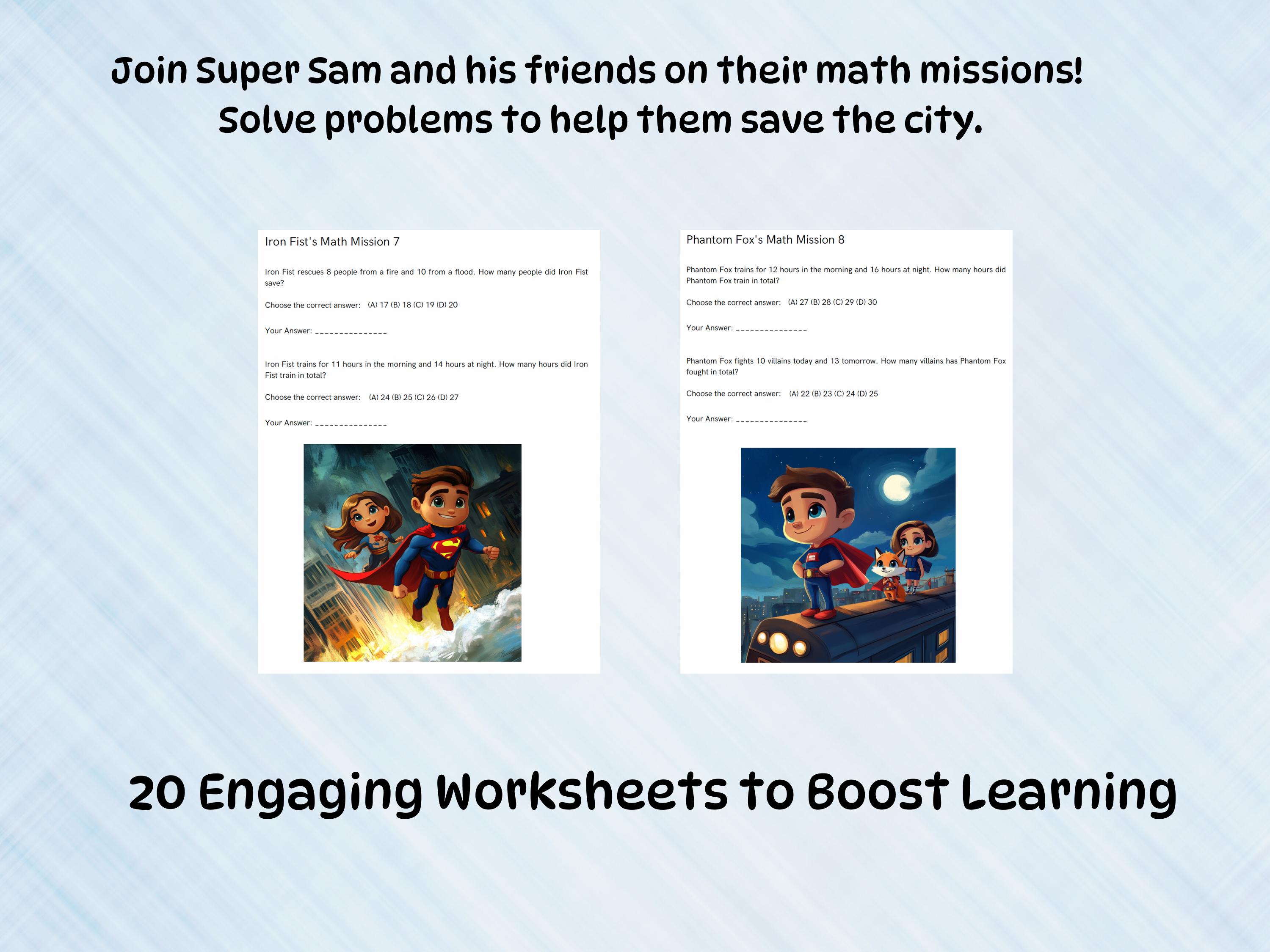 Superhero Math Adventure Fun Printable Worksheet | Kindergarten and 1st ...