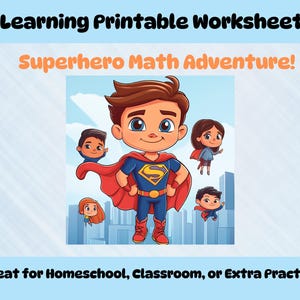 Superhero Math Adventure Fun Printable Worksheet | Kindergarten and 1st ...