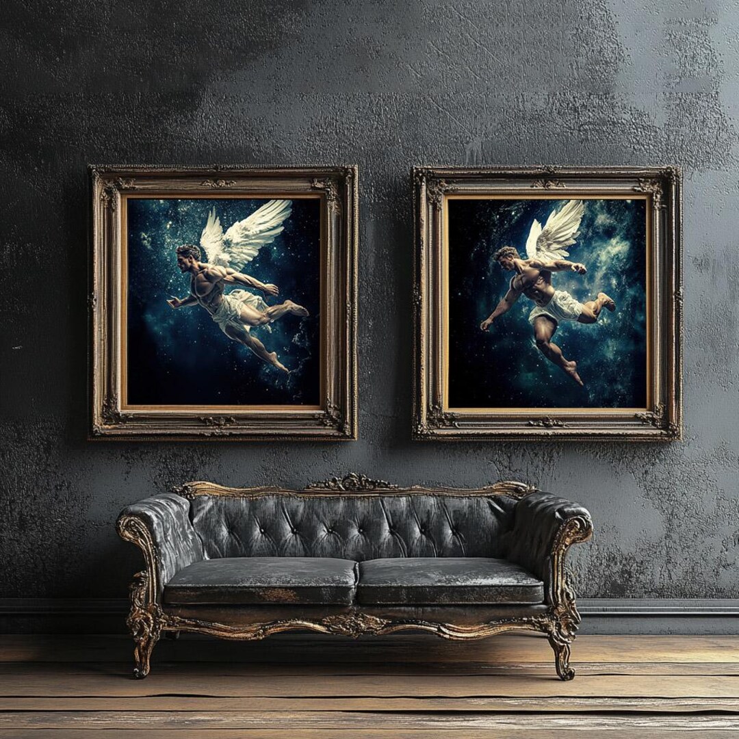 Set of 2 Angel Wall Art - Muscular Angels in Space Decor - Etsy