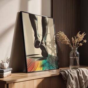 Running Feet Rainbow Print – Modern Minimalist Male Legs Poster, Bold ...