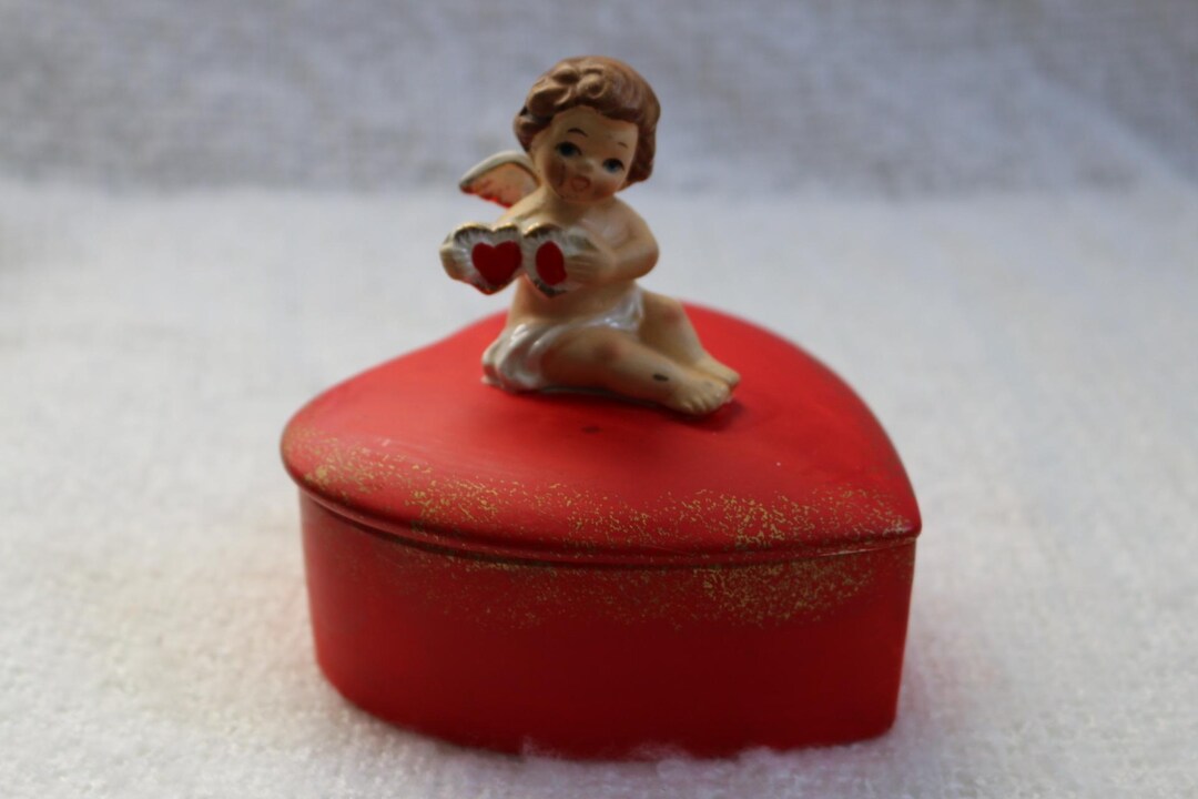 Vintage Lefton Cherub Trinket Box - Etsy