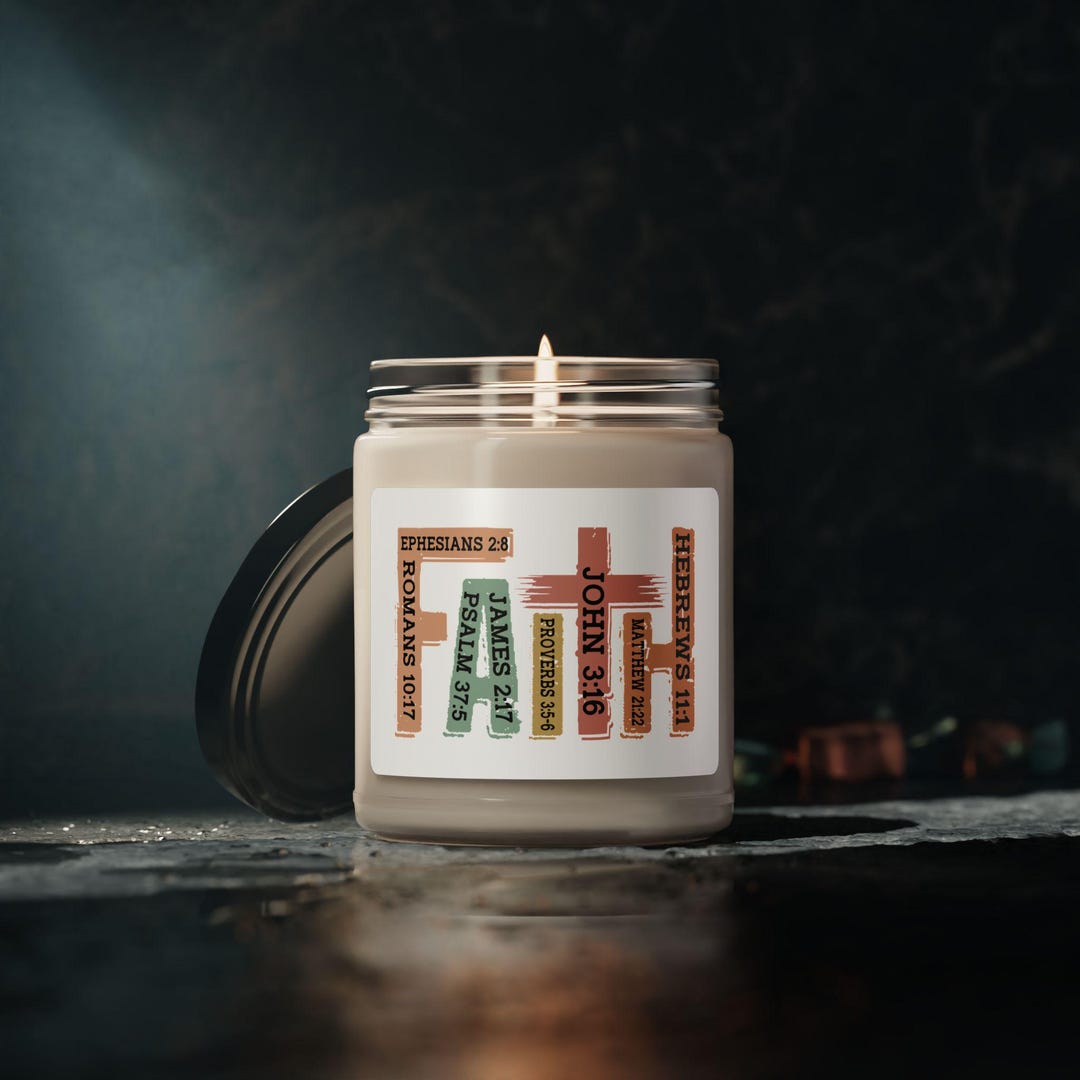 Faith Candle With Bible Verses Scented Soy Wax Candle 9oz 9 Fragrances ...