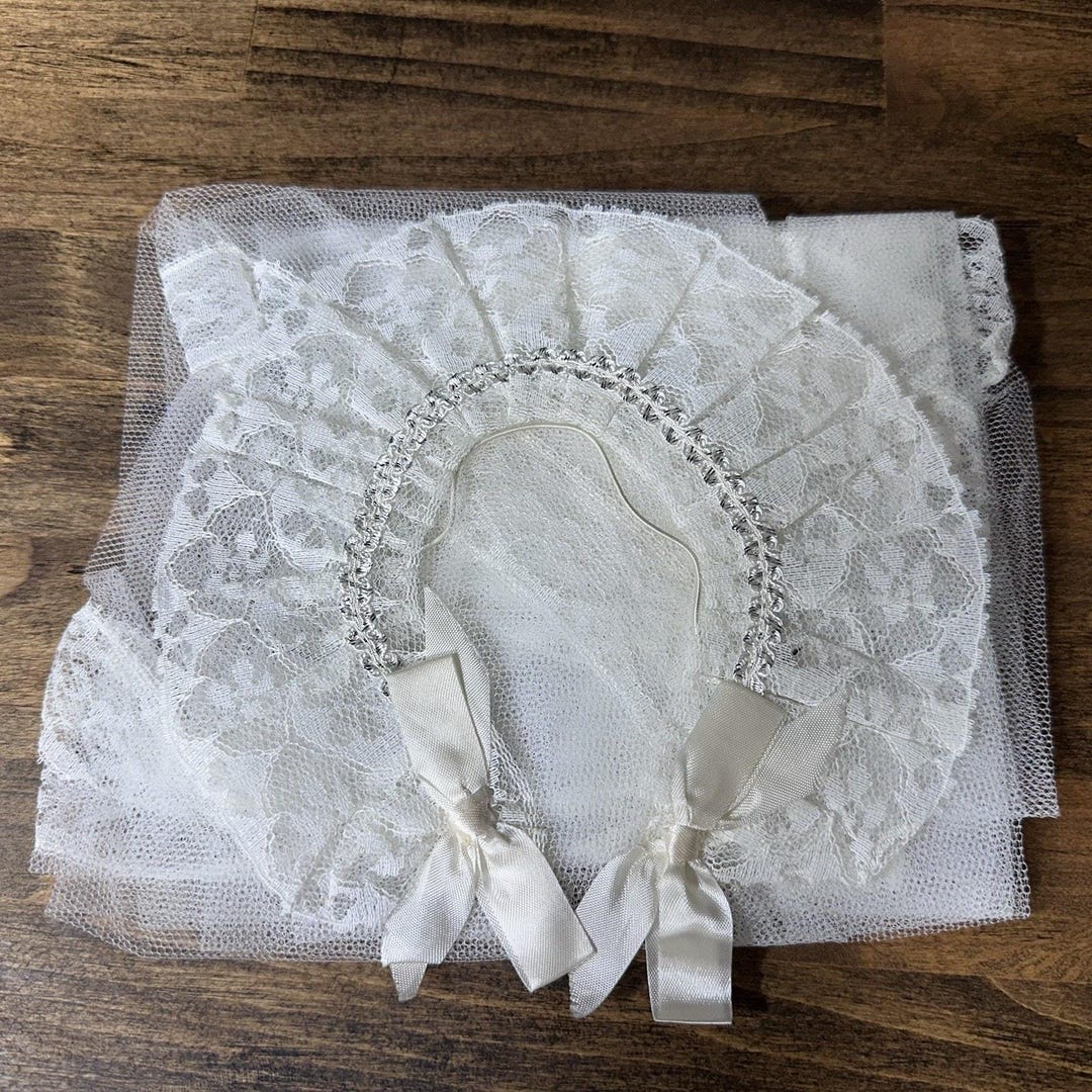 Rare Vintage First Holy Communion White Lace Hood With Veil Baby ...