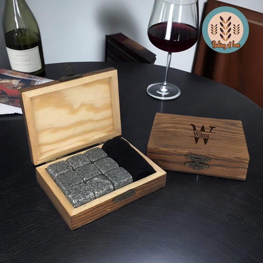 Personalized Whiskey Stones Set in Wooden Box,groomsmen Gifts,custom ...