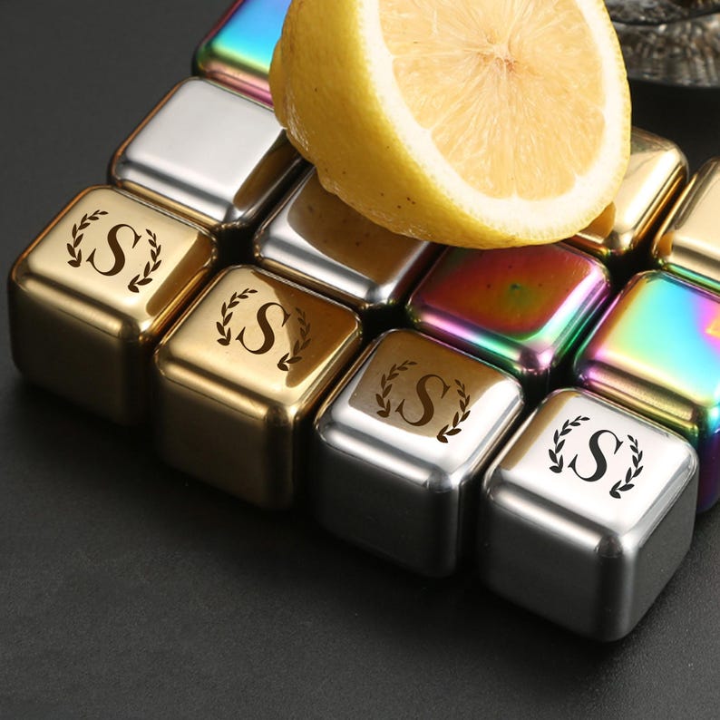 Custom Initials Whiskey Chilling Stones,metal Ice Cubes,personalized ...