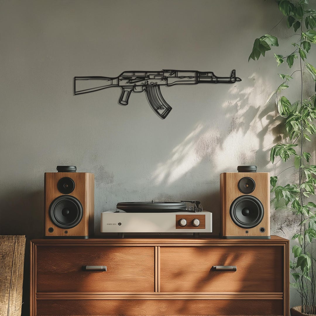Tactical Rifle Metal Wall Art, Realistic Gun Decor for Man Cave ...