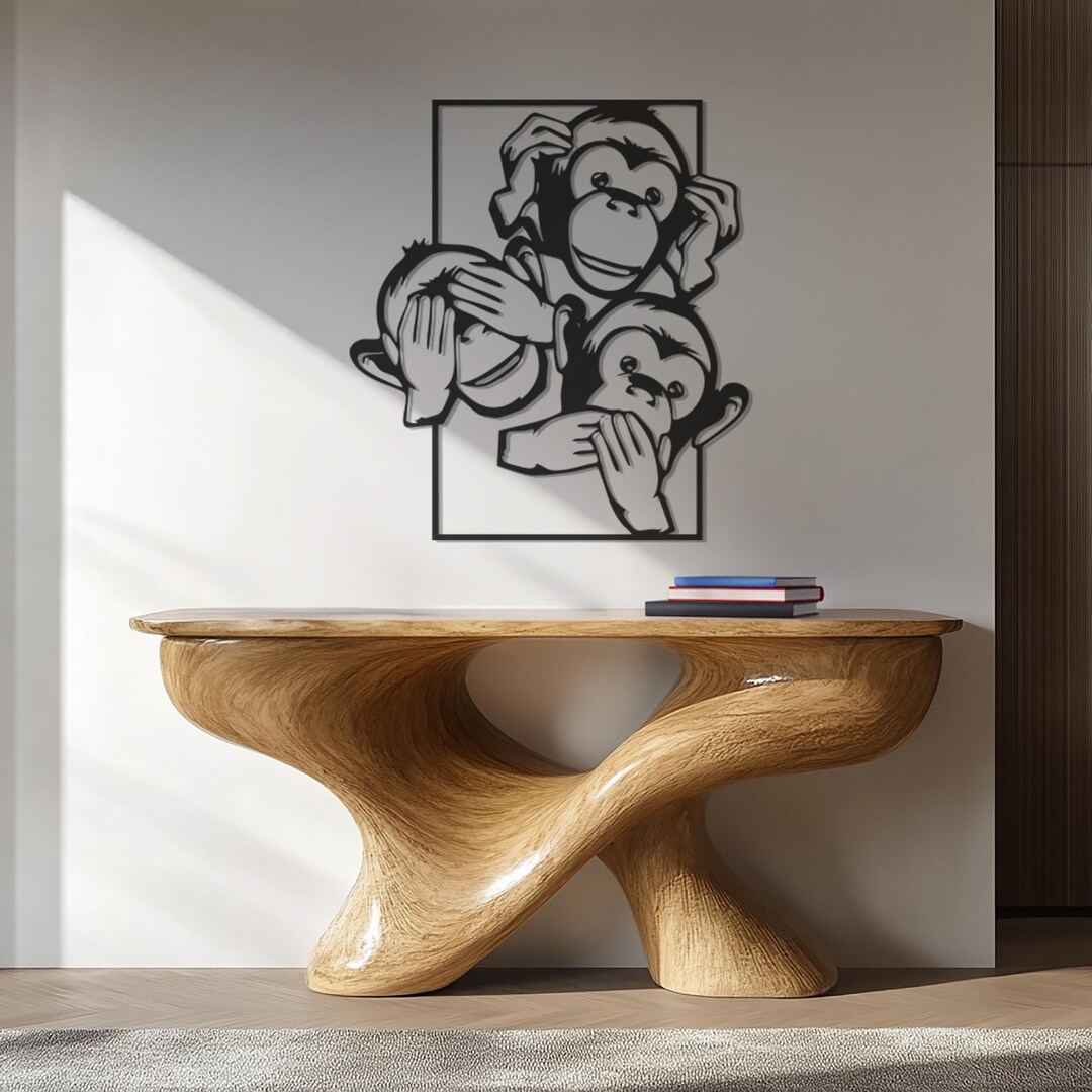Three Monkeys Metal Wall Art, Fun and Symbolic Home Decor, Unique Gift ...