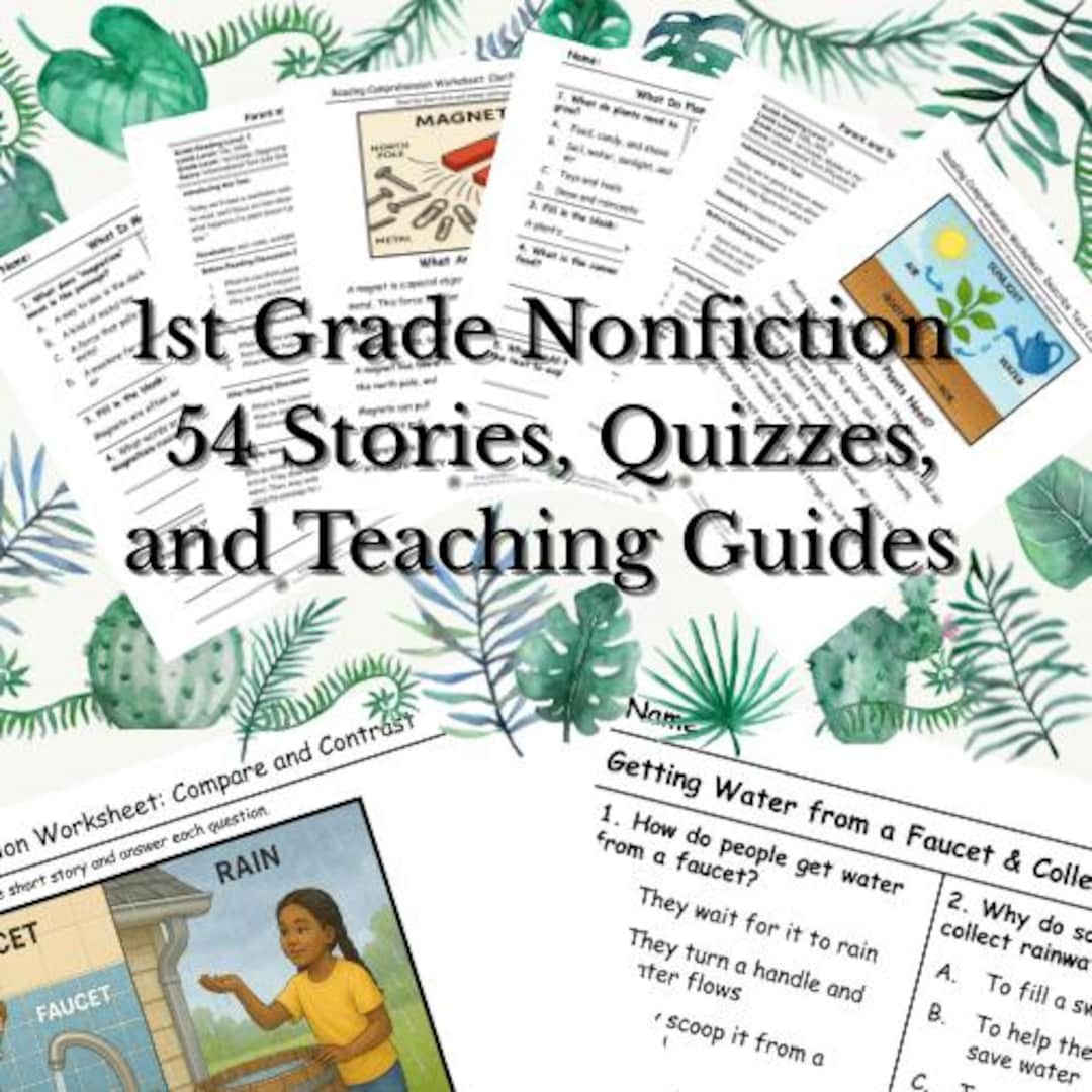 1st Grade Nonfiction Reading Passages: Informational Texts, Quizzes ...