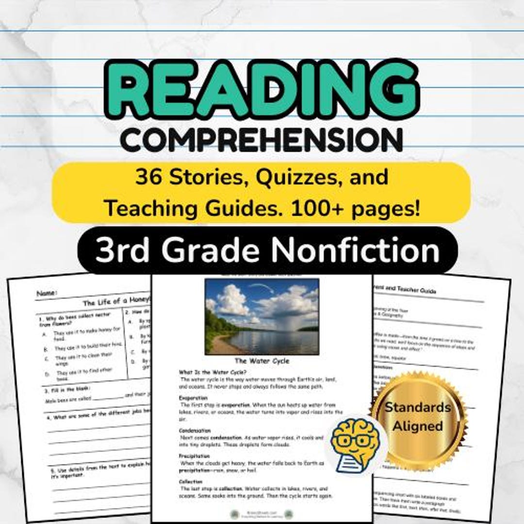 3rd Grade Nonfiction Reading Passages With Quizzes (printable PDF - Etsy