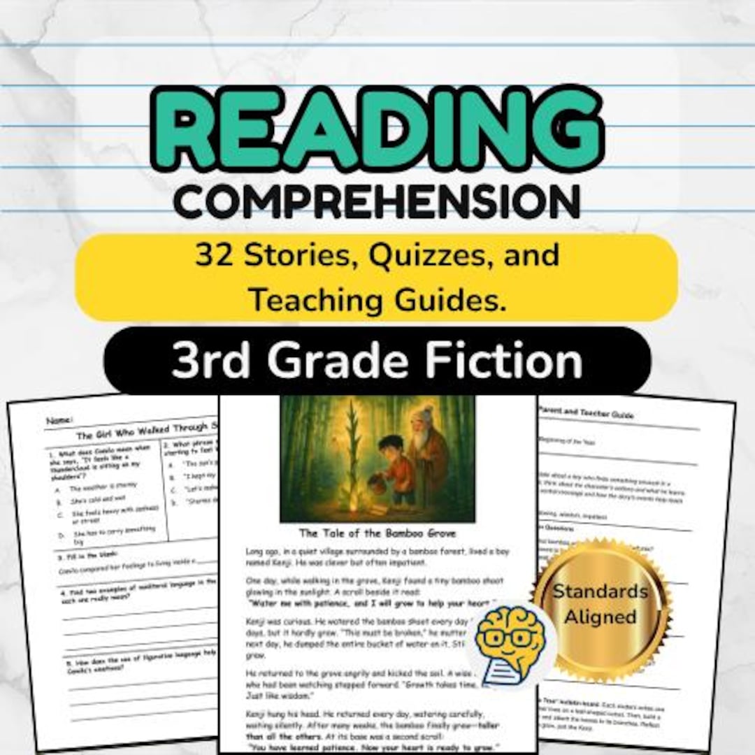 3rd Grade Reading Comprehension Passages: 32 Fiction Stories & Quizzes ...