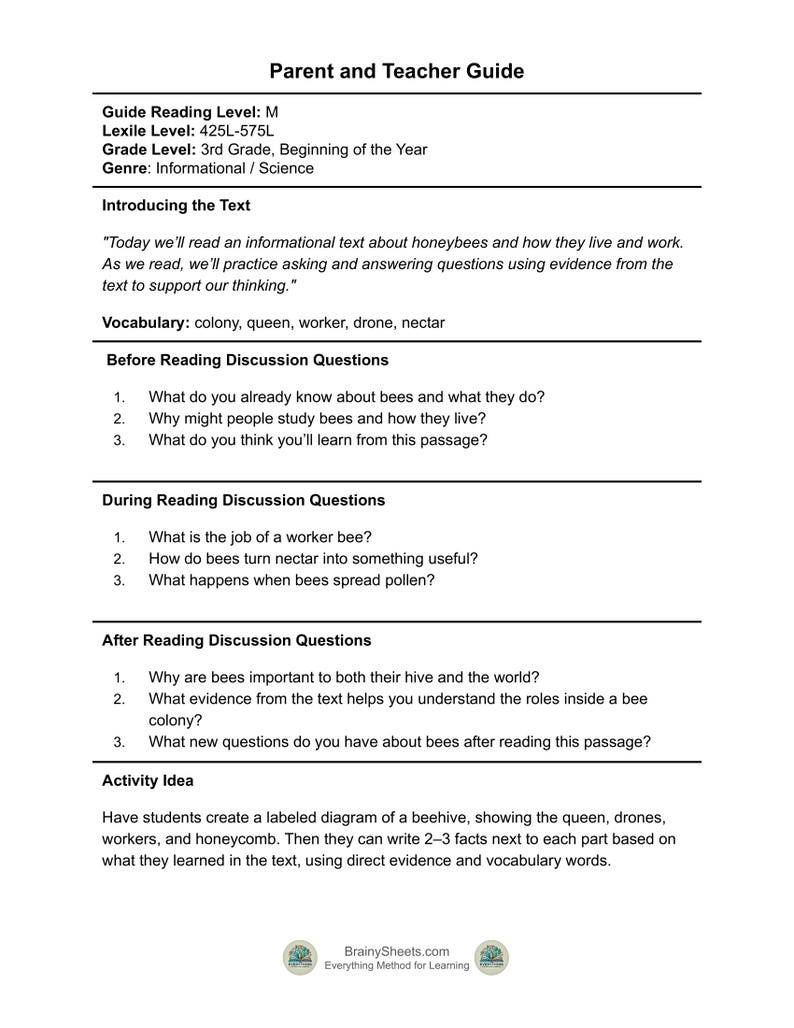3rd Grade Nonfiction Reading Passages With Quizzes (printable PDF - Etsy