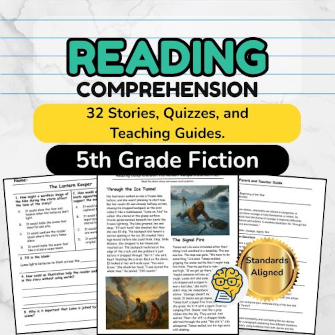 5th Grade Fiction Reading Passages: Comprehension Quizzes & Teaching ...