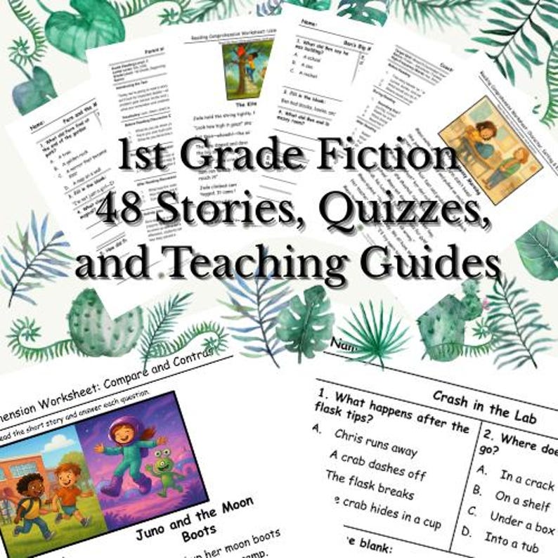 1st Grade Reading Comprehension Passages: 48 Fiction Stories & Quizzes ...