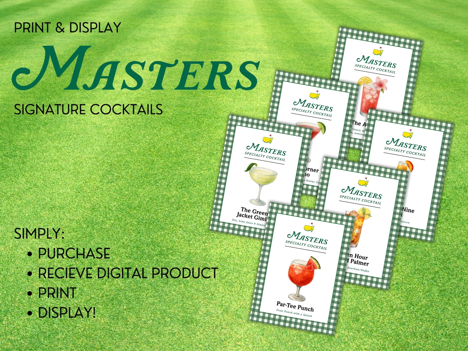 Masters Party Cocktail Signs: Golf Theme Bar Decor (digital Download ...