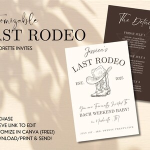 Last Rodeo Bachelorette Invitation: Western Cowgirl Theme (editable ...