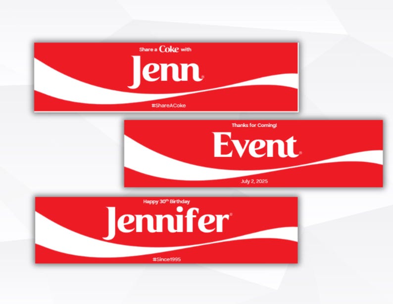 Personalized Cola Bottle Label: Custom Party Favor (digital Download ...