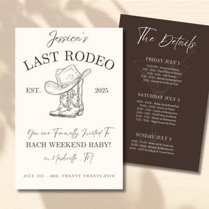 Last Rodeo Bachelorette Invitation: Western Cowgirl Theme (editable ...