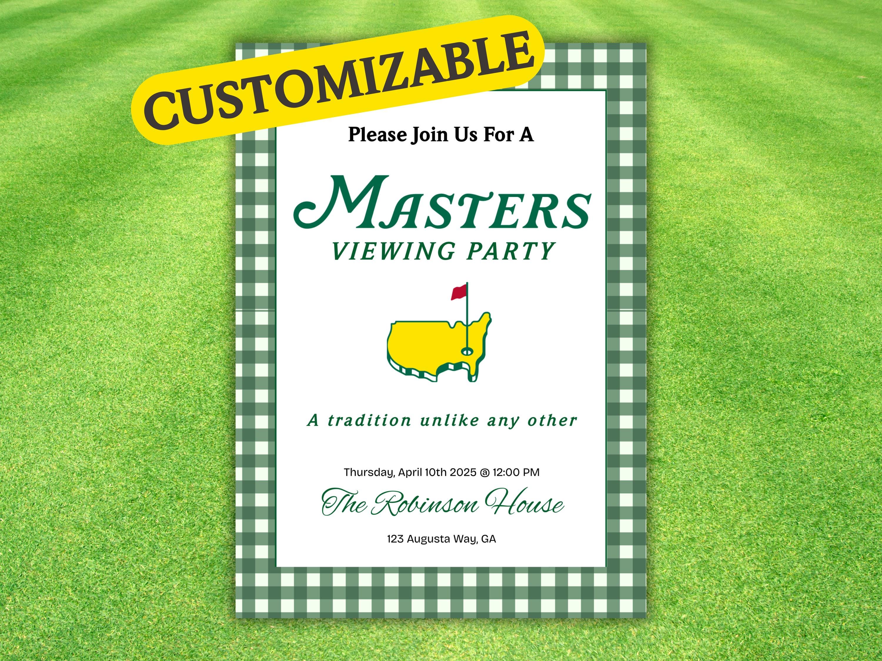 Masters Watch Party Invitation | Editable Canva Template | Printable ...