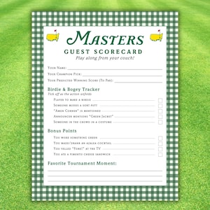 Masters Scorecard Printable | Guest Watch Party Game | Golf Party Game ...
