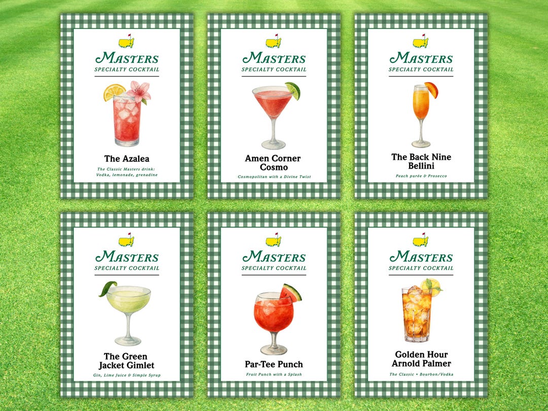 Masters Party Cocktail Signs: Golf Theme Bar Decor (digital Download ...