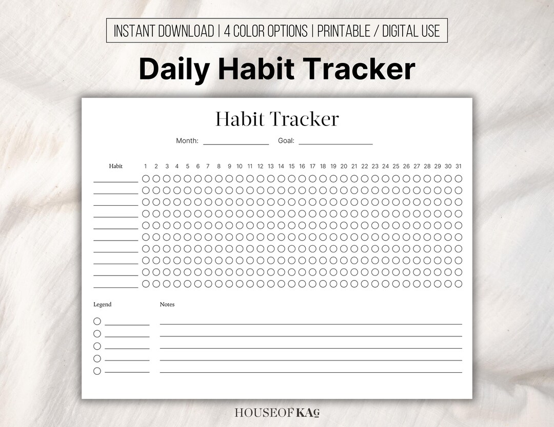 Habit Tracker | Monthly PDF or Printable Habit Tracker, Use With ...