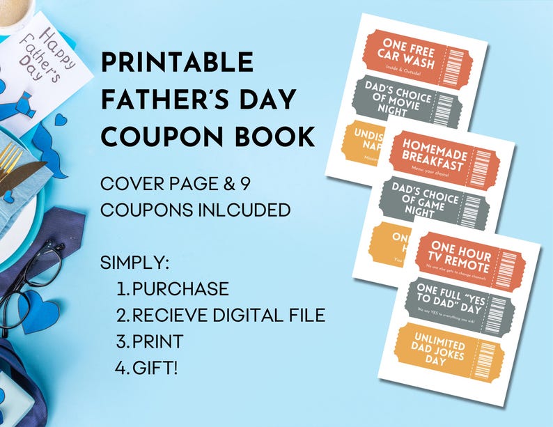Printable Father’s Day Coupon Book | Fun & Personalized Gift for Dad ...