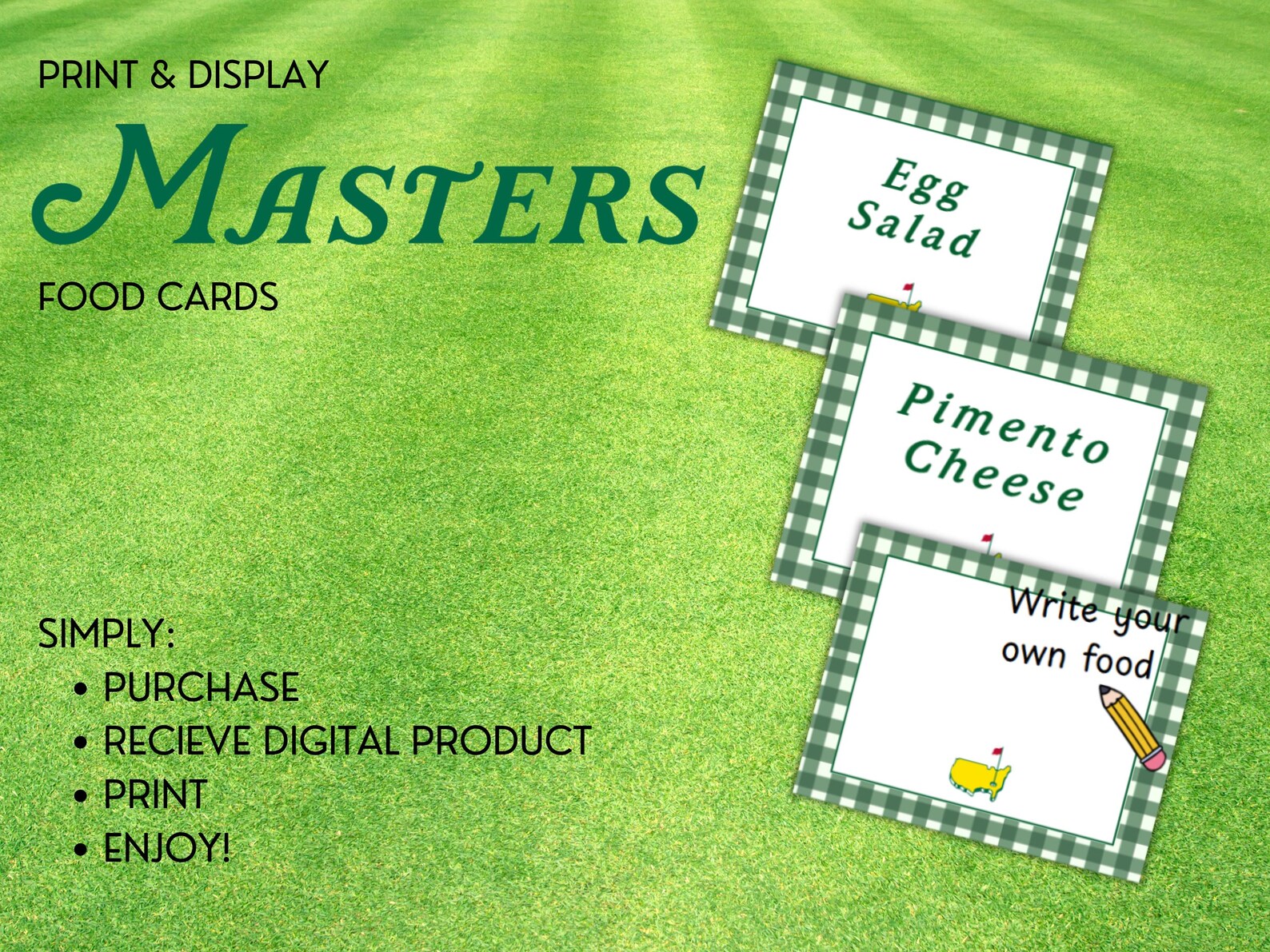 Masters Food Tent Cards: Golf Party Buffet Labels (printable) - Etsy