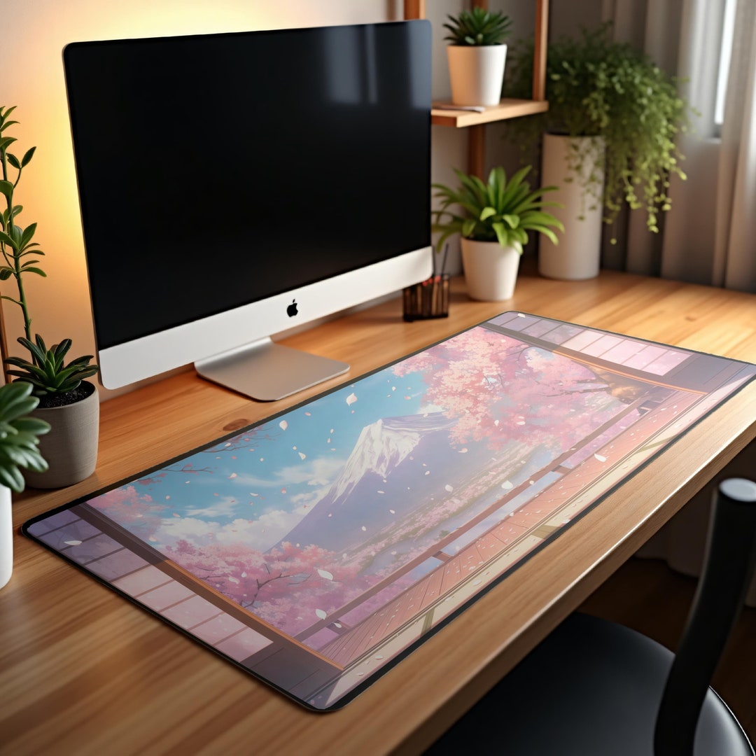 Anime Mouse Pad Kawaii Deskmat, Pastel Mouse Pad, Cute Desk Pad, Nature ...
