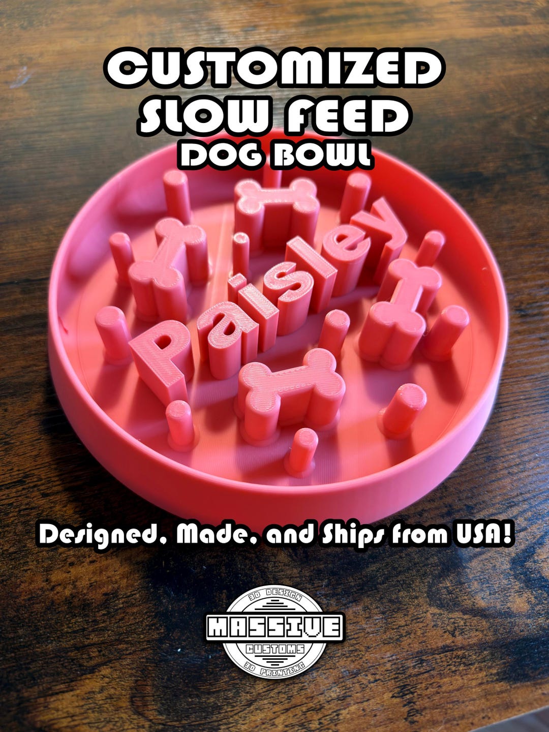 Personalized Slow Feeder Dog Bowl – Multiple Sizes, Multiple Colors ...