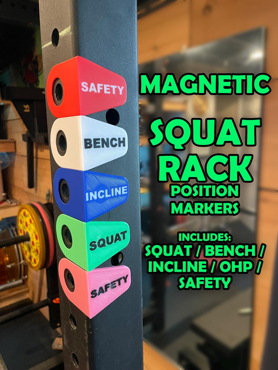 Magnetic Position Markers for 2" Squat / Power Racks, Multiple Colors ...