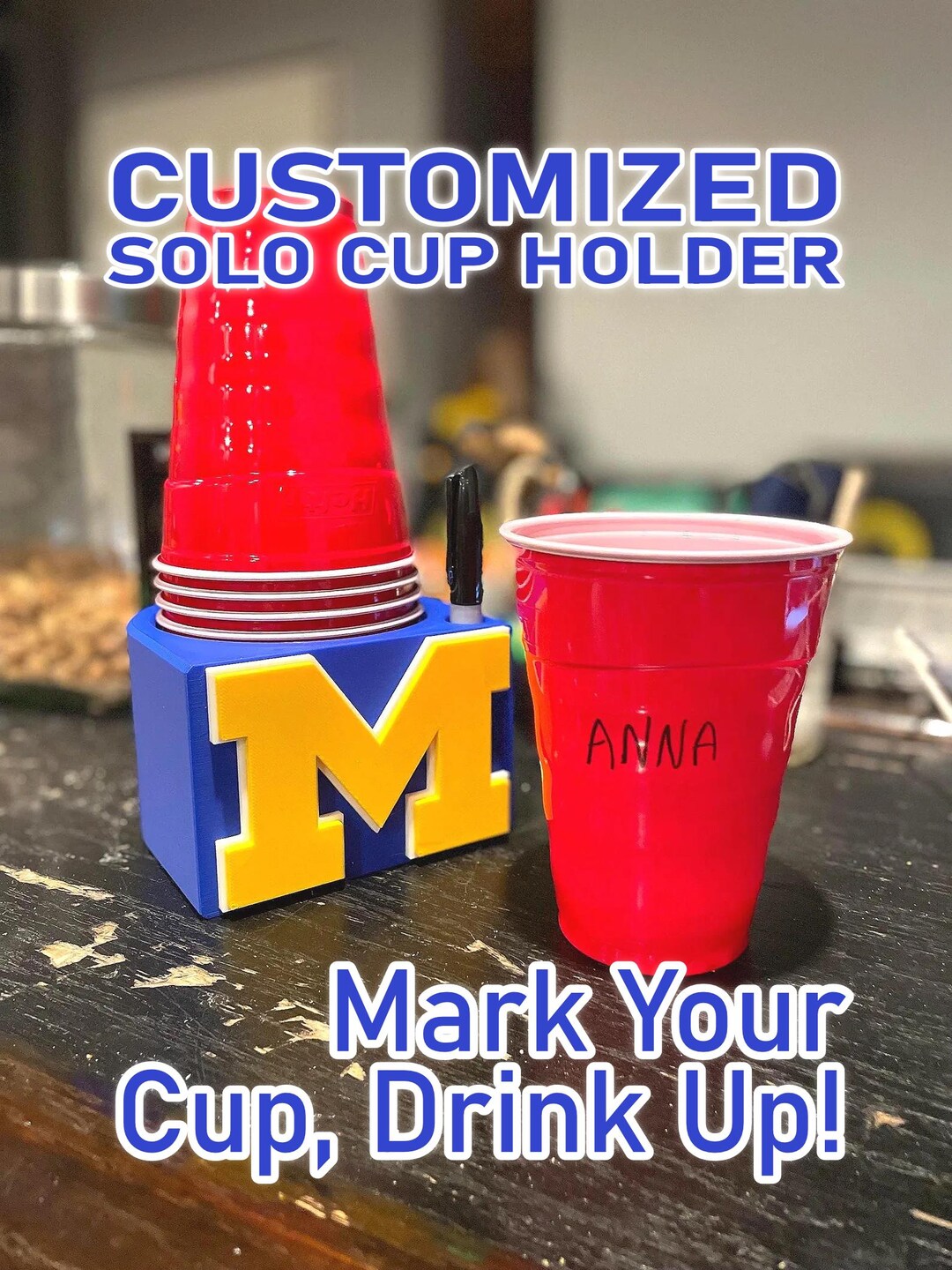 Customizable University Party Cup and Sharpie Holder - Made to Order ...
